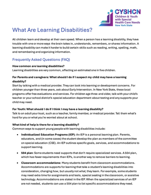 Learning Disability - Health Conditions - Special Care Needs - ACT for ...