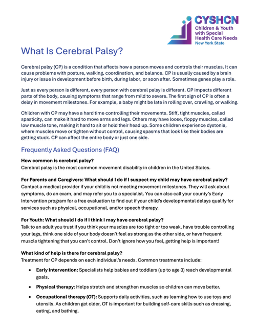 Cerebral Palsy - Health Conditions - Special Care Needs - ACT for Youth